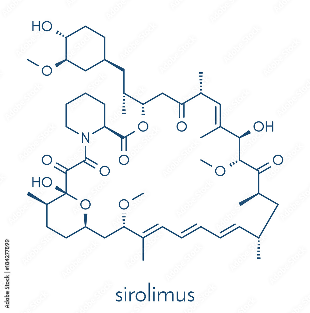 Sirolimus (rapamycin) immunosuppressive drug molecule. Used to prevent ...