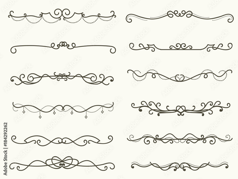 Vector illustration of decorative corner frame and line set Stock ...