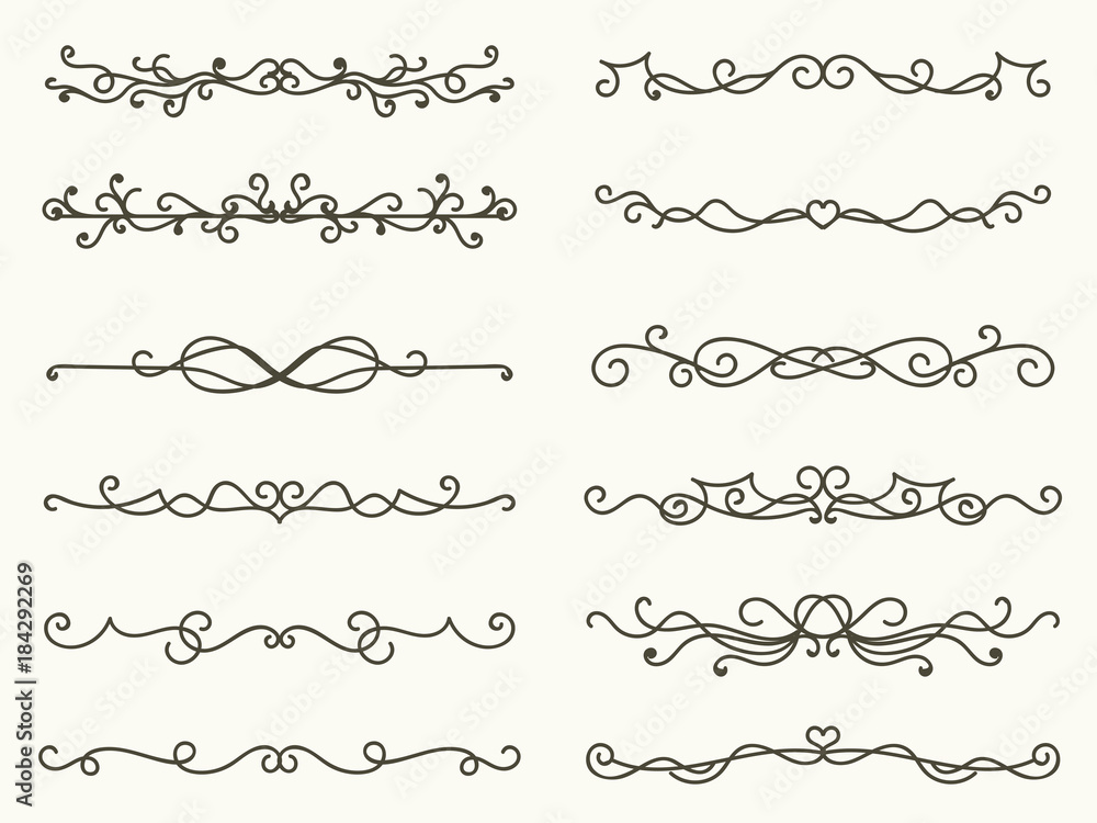 Vector illustration of decorative corner frame and line set Stock ...