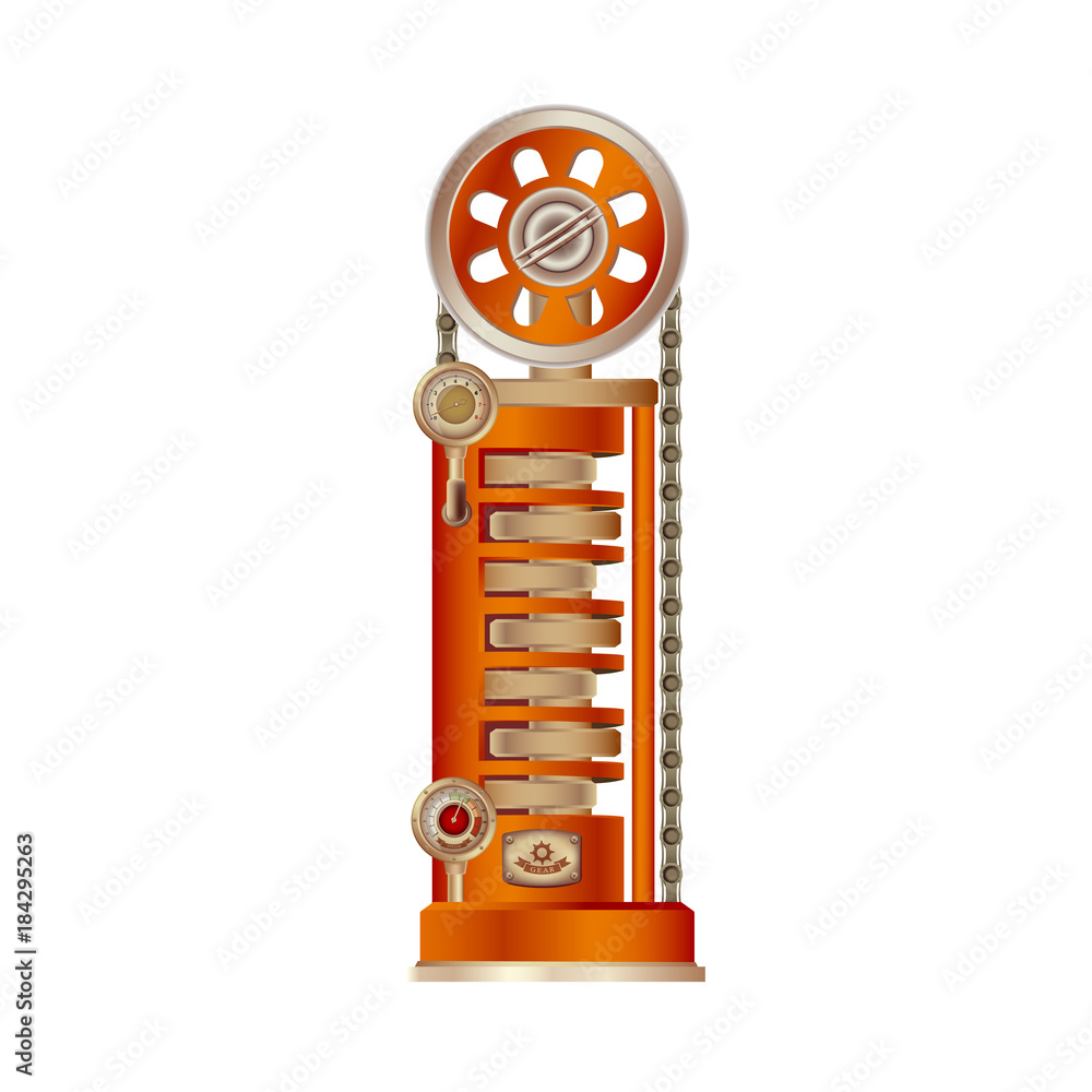 The letter I of the Latin alphabet, made in the form of a mechanism ...