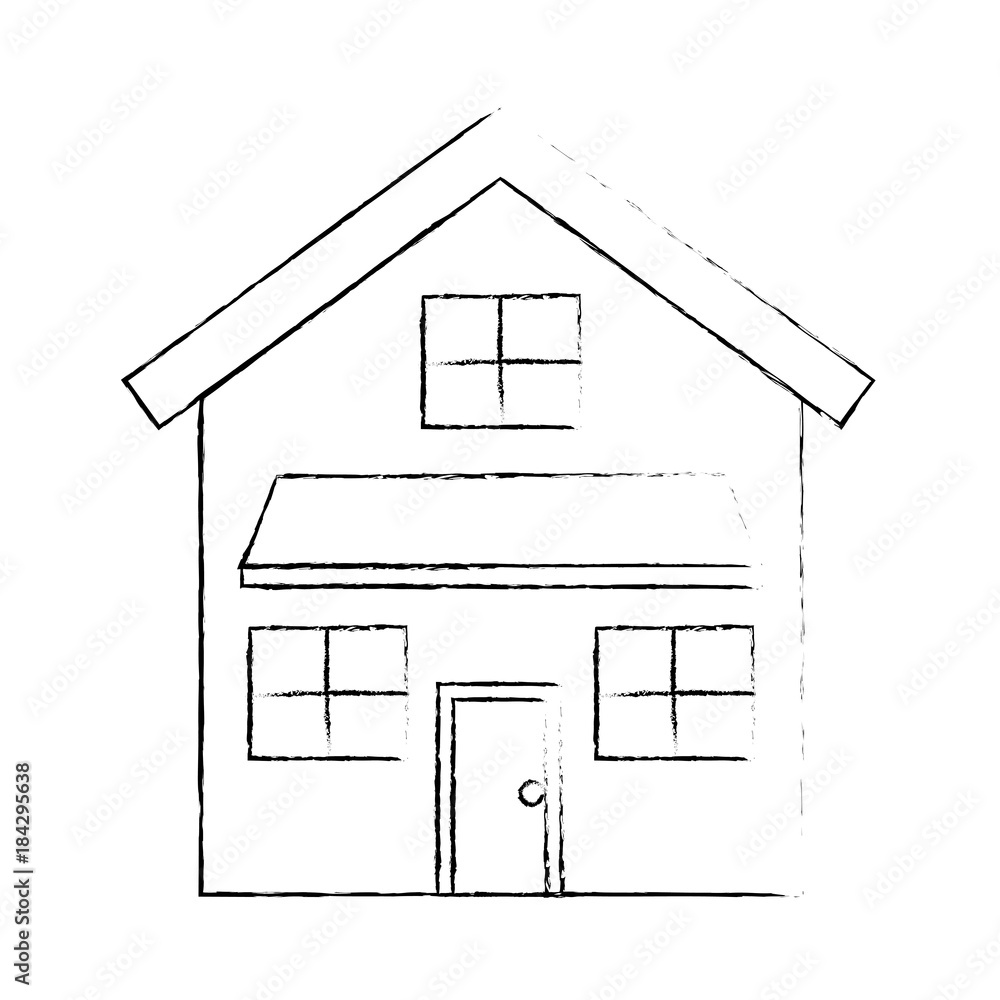 house exterior front view modern facade with doors and windows vector ...