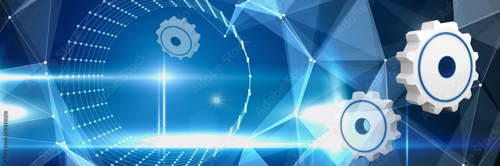 3D cog icons with blue technology background Stock Illustration | Adobe ...