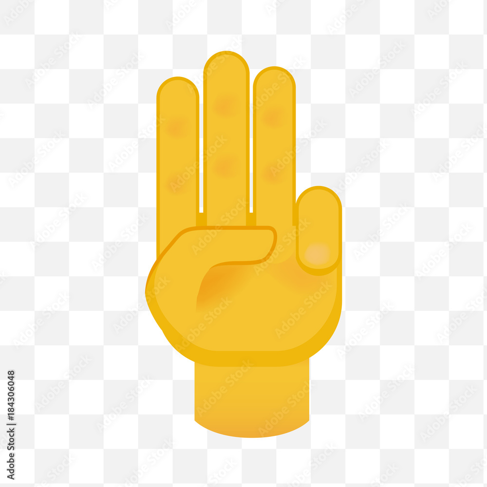 Hand with Three Fingers on Transparent Background. Isolated Vector ...