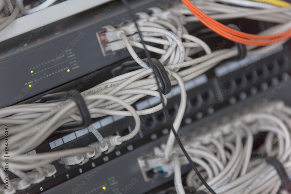 Rack Mounted Servers In A Server Room, close up Stock Photo | Adobe Stock
