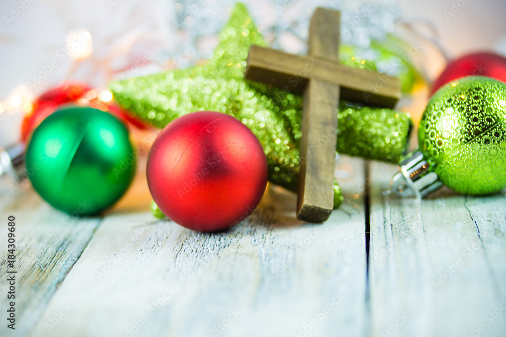 Holy Christian Cross and Christmas Holiday Theme Background Stock Photo ...