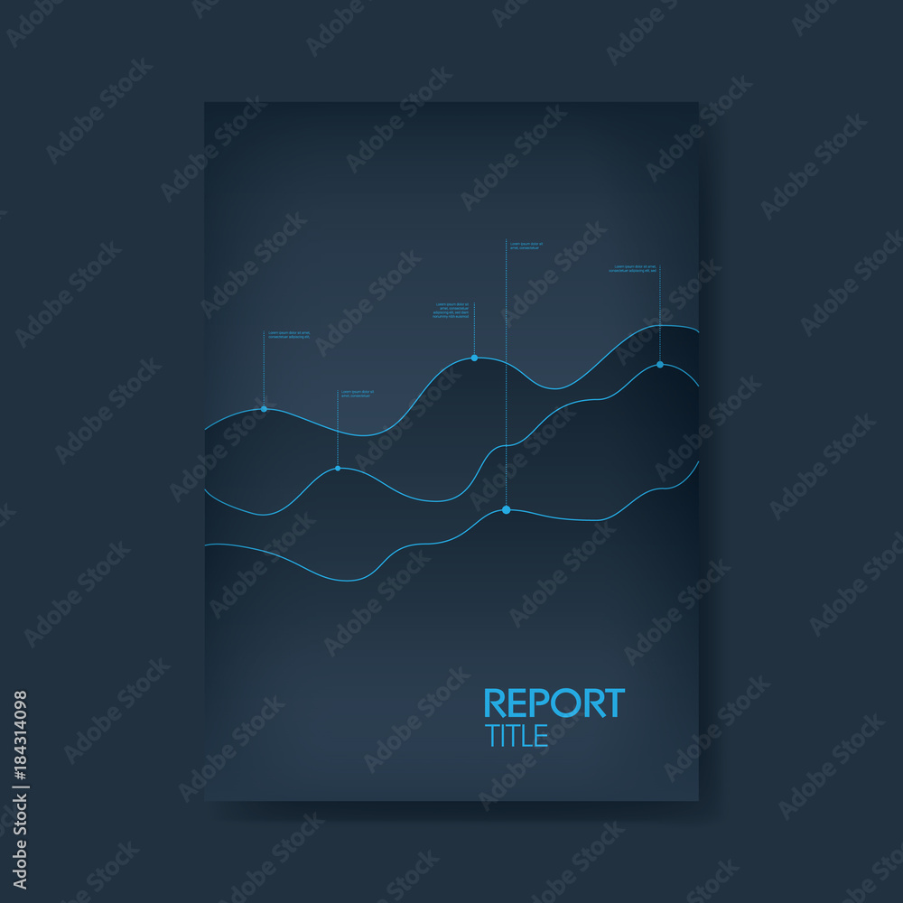 Business report cover template with dark background and modern line ...