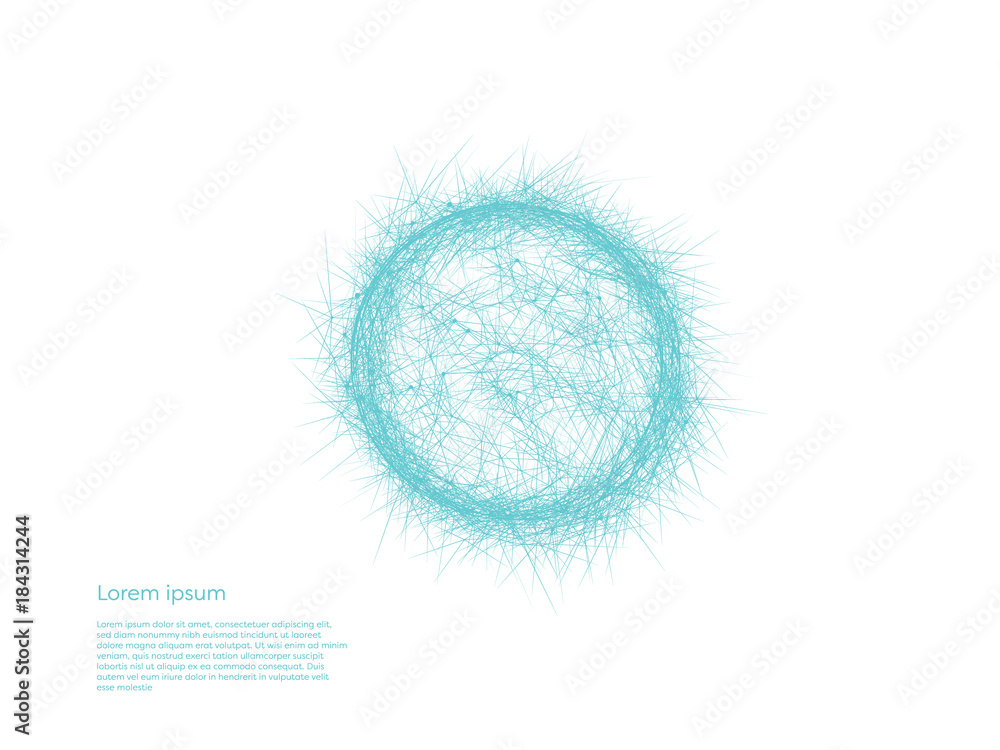 Neural network vector concept with neuron synapses in circle. Big data, machine deep learning ...
