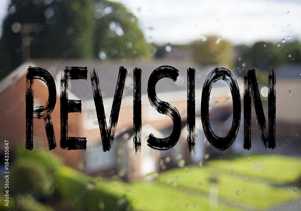 Announcement text caption showing Revision. Business concept for Repeat ...