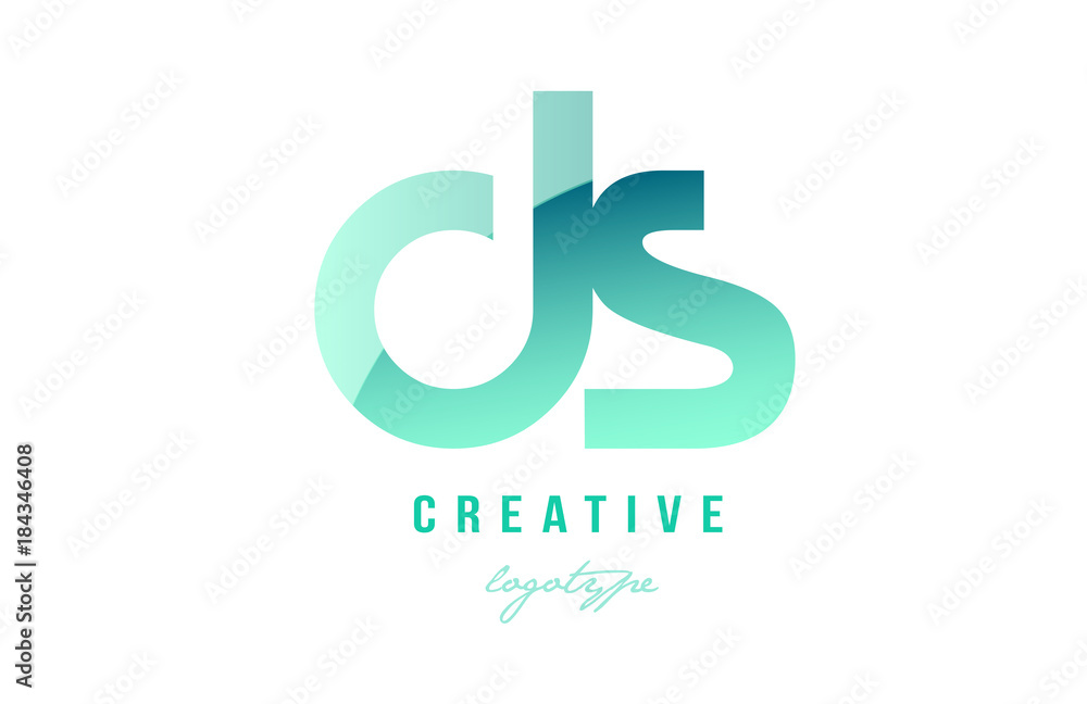 green gradient pastel modern ds d s alphabet letter logo combination ...