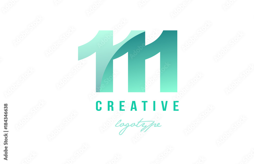 111 green pastel gradient number numeral digit logo icon design Stock ...