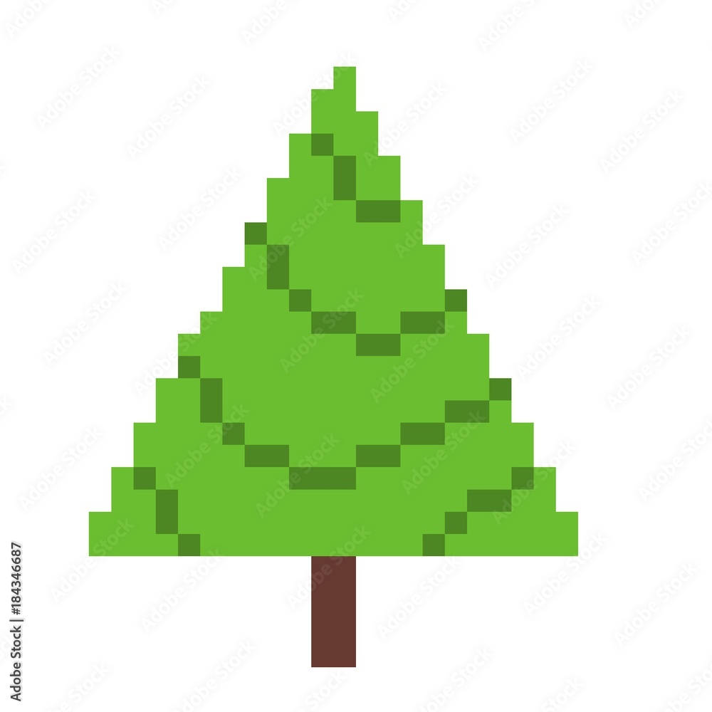 pixel art pine tree Stock Illustration | Adobe Stock