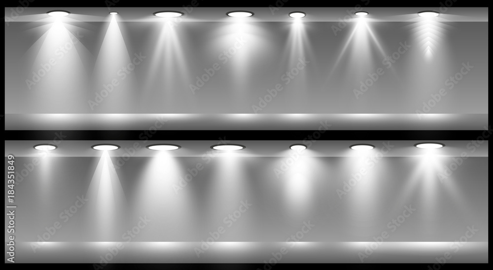 Vector light sources, concert lighting, stage spotlights set. Concert ...