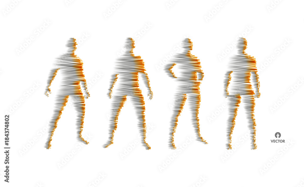 People standing in group. 3d human body model. Design element. Vector ...