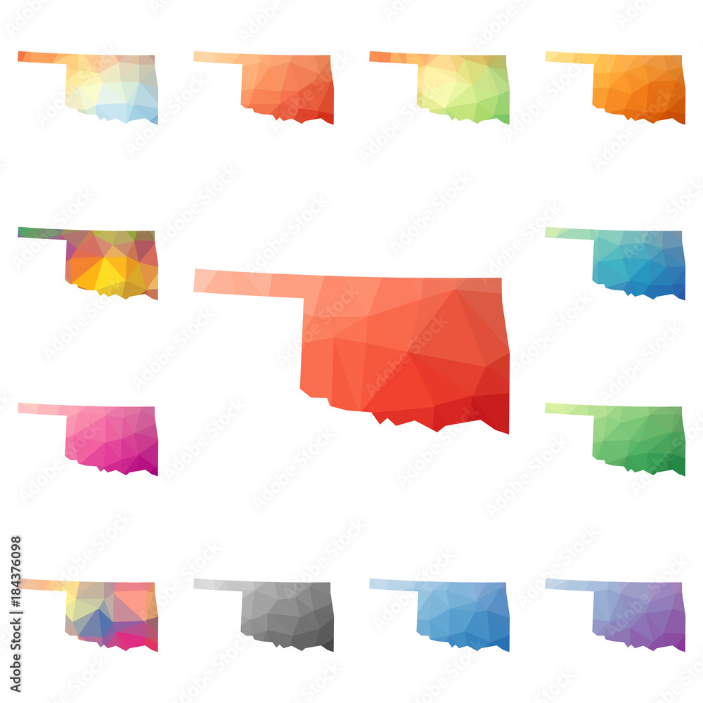 Oklahoma geometric polygonal, mosaic style us state maps collection ...