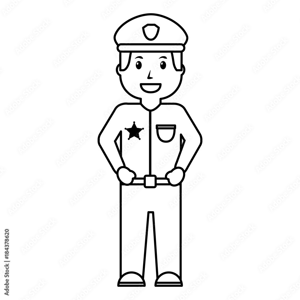 portrait policeman smiling uniform and cap vector illustration outline ... portrait policeman smiling uniform and cap vector illustration outline ...
