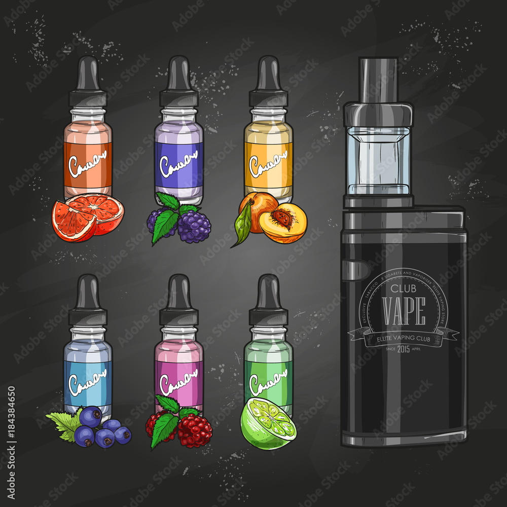 Poster Vector color sketch vape pen – Wall Art | UkPosters
