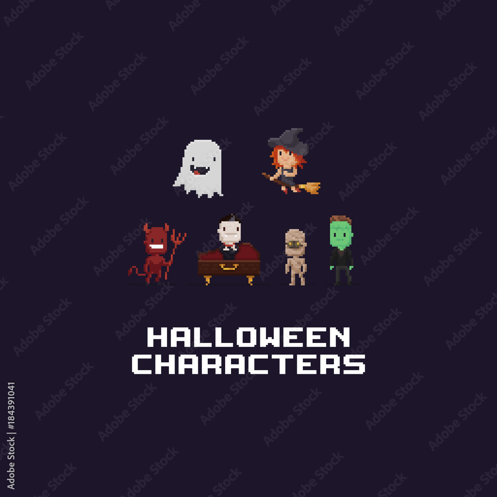 Pixel Art Halloween Stock Vector | Adobe Stock