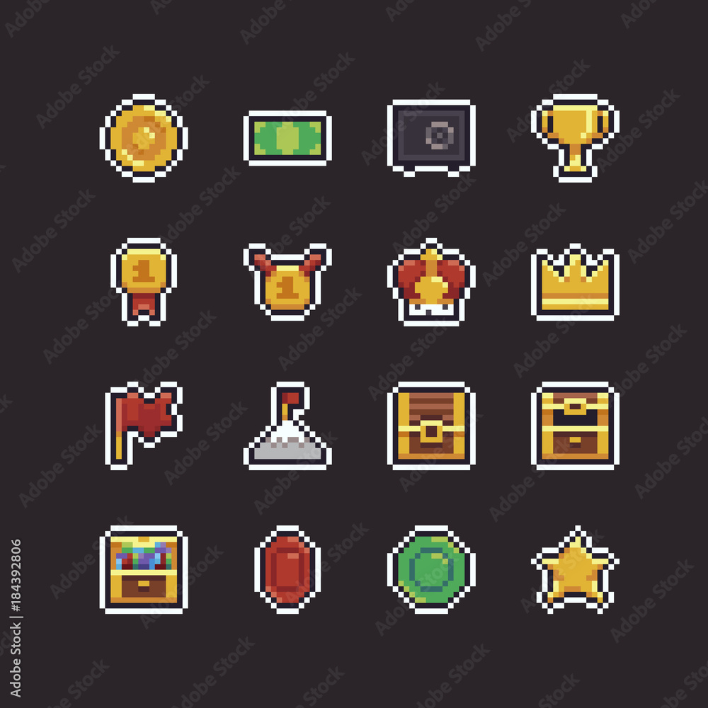 Pixel Art Rewards Stock Vector | Adobe Stock
