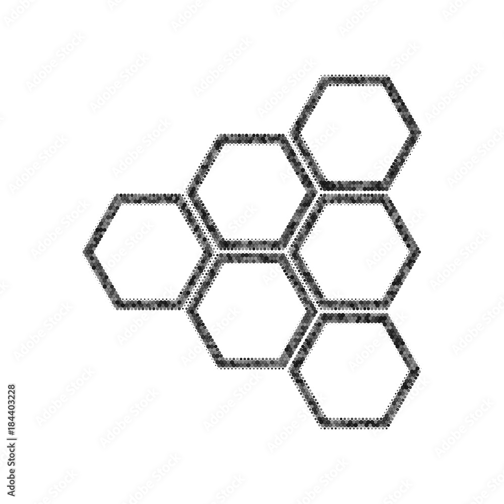 Honeycomb sign. Vector. Black icon from many ovelapping circles with ...