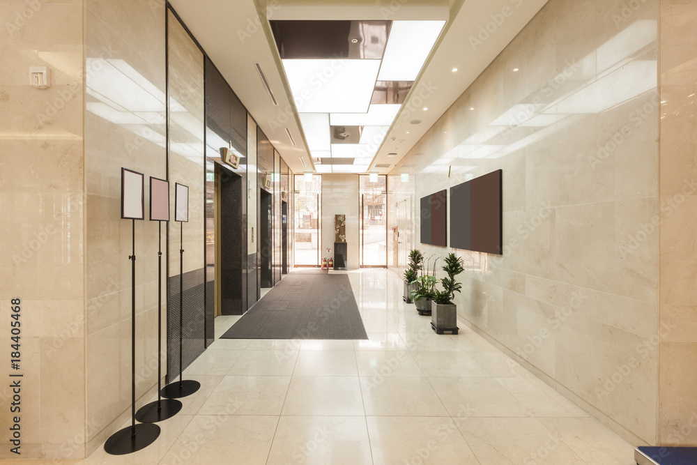 hotel passage way with elevator interior in seoul, korea Stock Photo ...