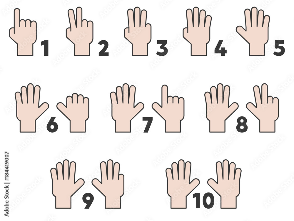 children hand counting number one to ten, teaching material resource ...