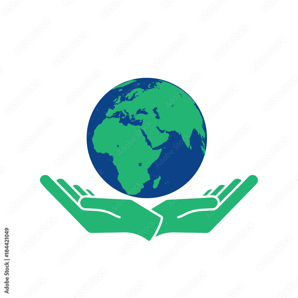 Two hands holding planet earth Environmental icon vector Stock Vector ...