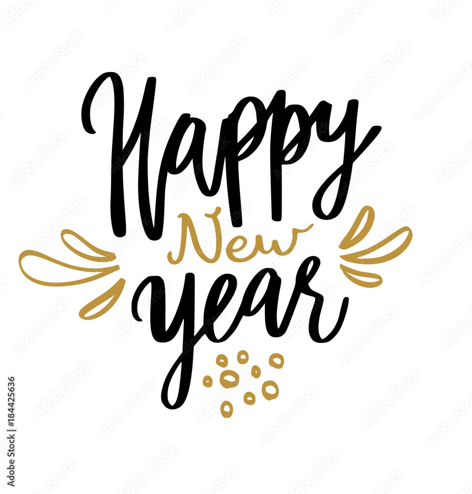 Happy new year calligraphy Stock Vector | Adobe Stock