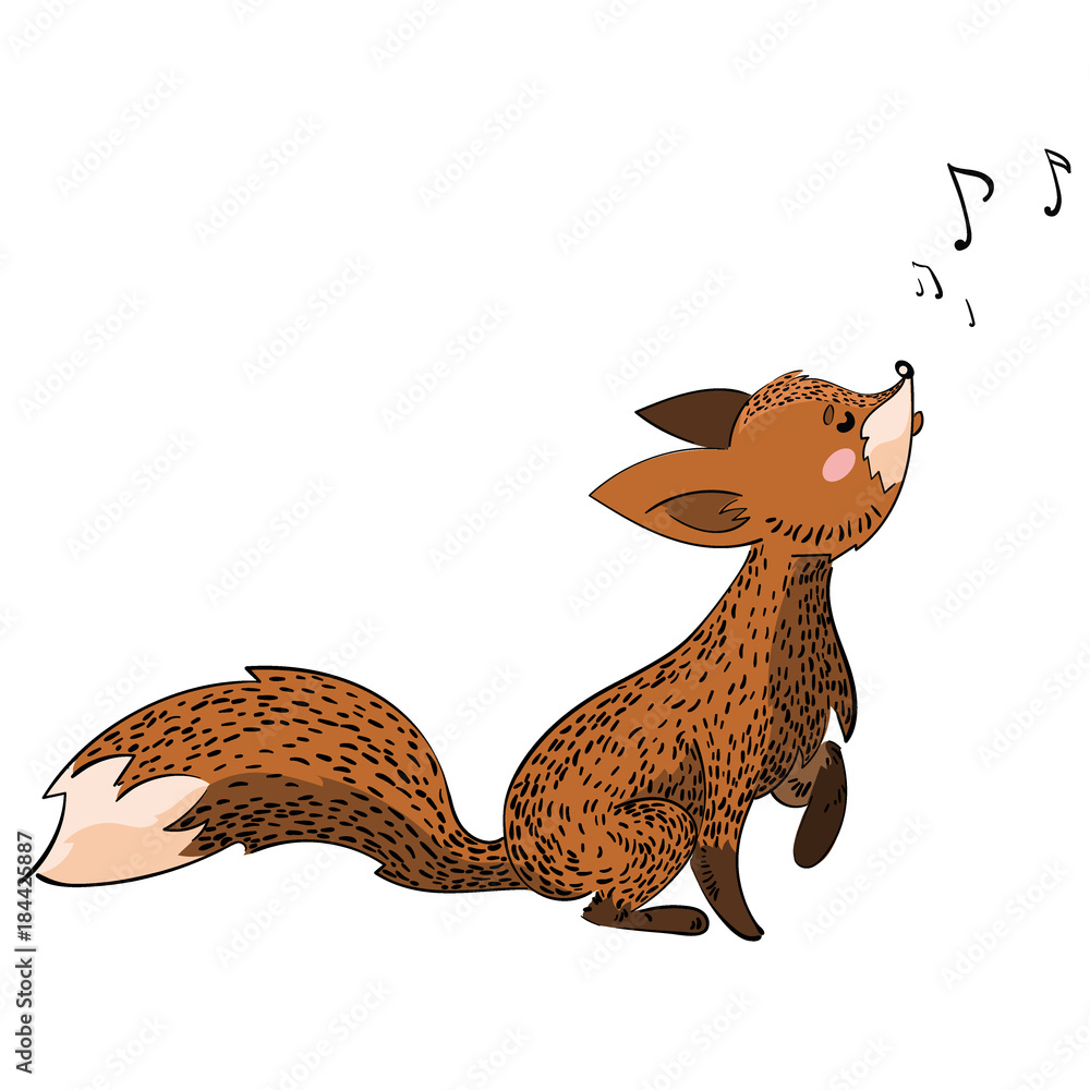 Cartoon fox sings. Stylized fox. Vector illustration for children ...