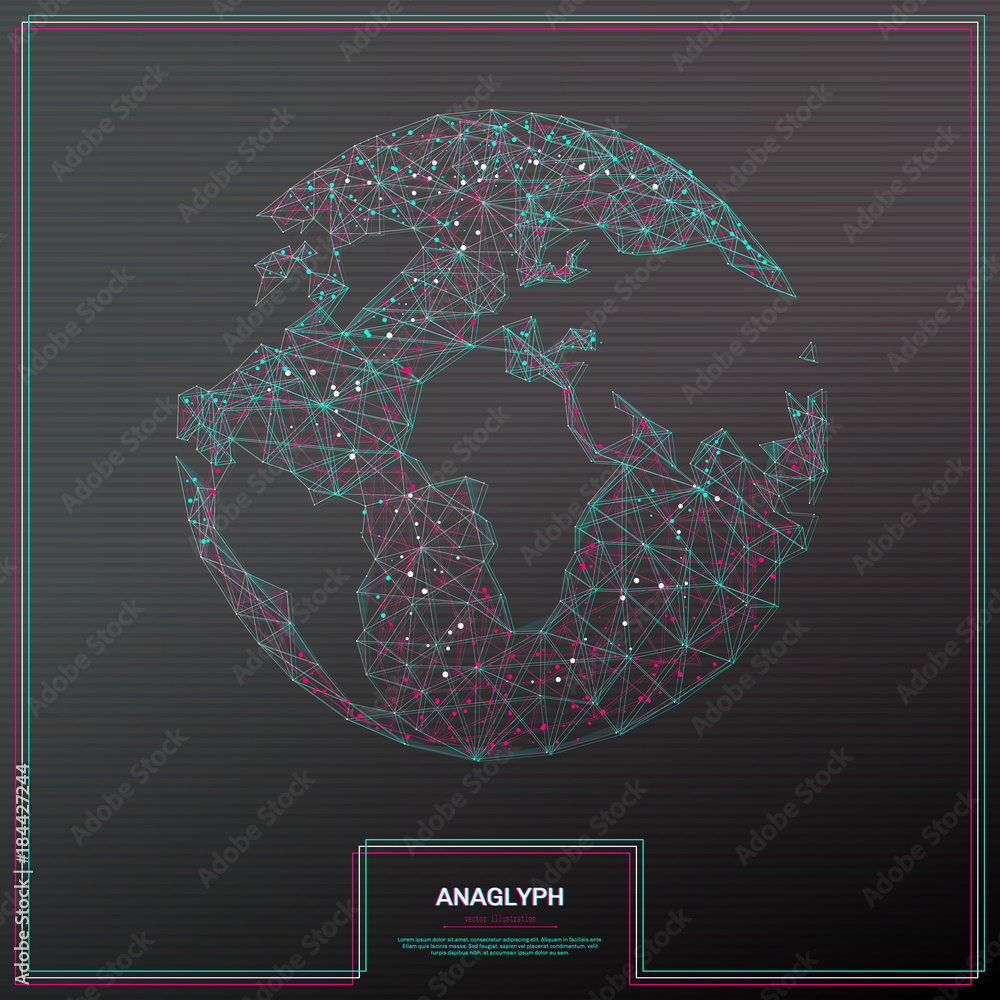 Vector distorted glitch concept Tv distortion 3D effect stereoscopic ...