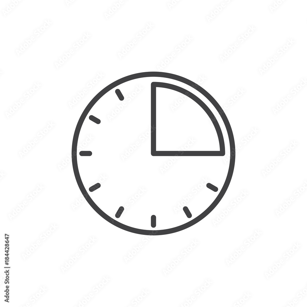 Timer clock line icon, outline vector sign, linear style pictogram ...