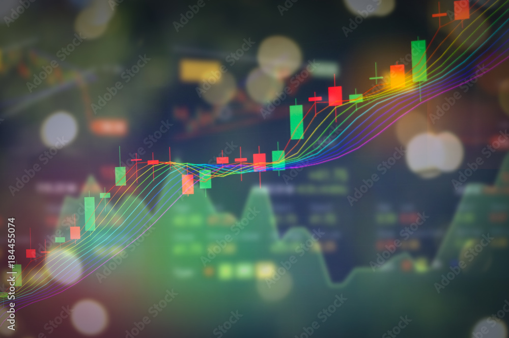Stock market digital graph chart on LED display concept. A large ...