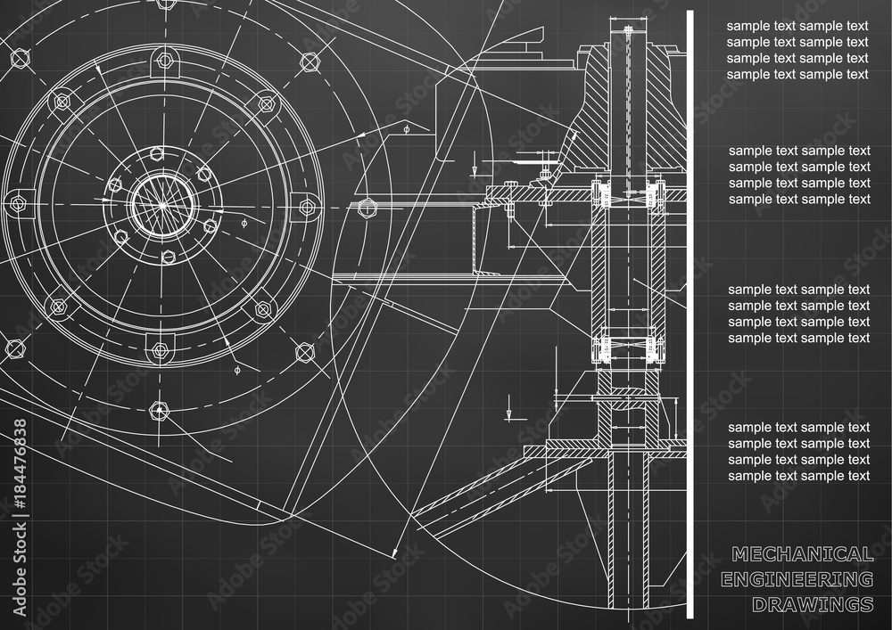 Mechanical engineering drawings. Vector engineering drawing. Black ...