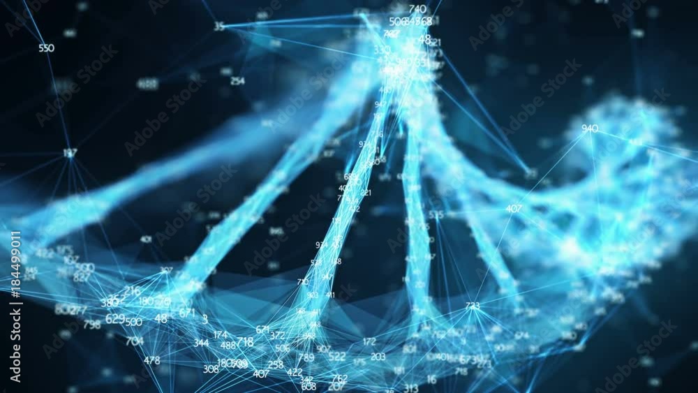 Motion Background Digital Polygon Plexus DNA molecule random digits ...
