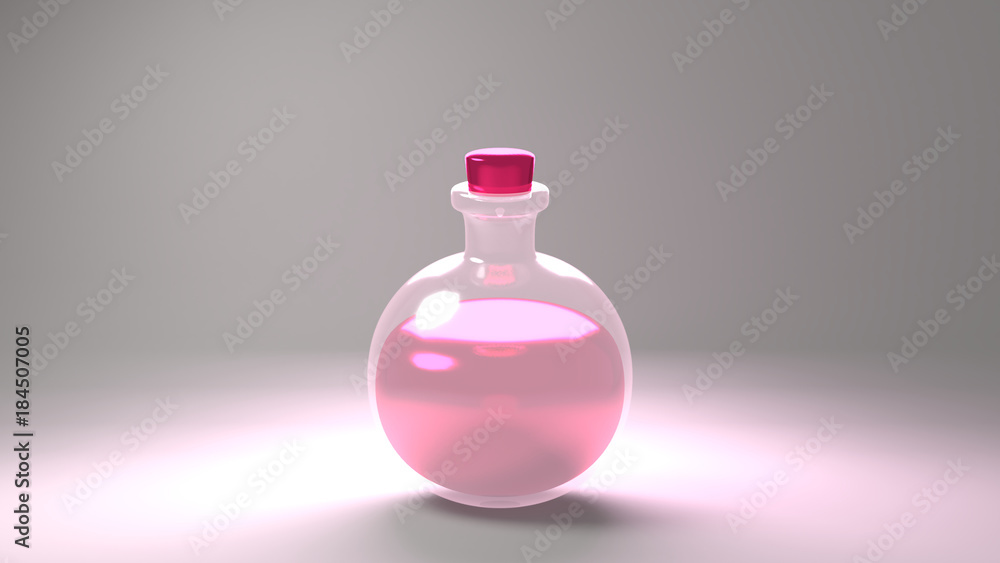 Cartoon pink magic potion. 3d rendering picture. Stock Photo | Adobe Stock