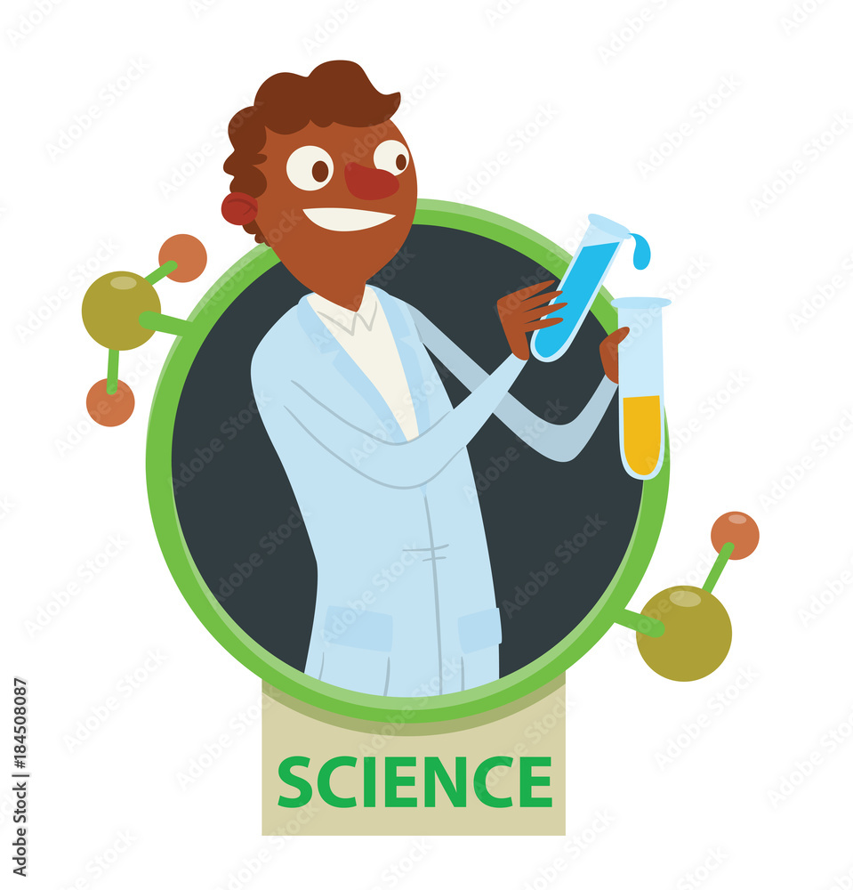 Vector image of a round black-green frame with elements of molecules ...