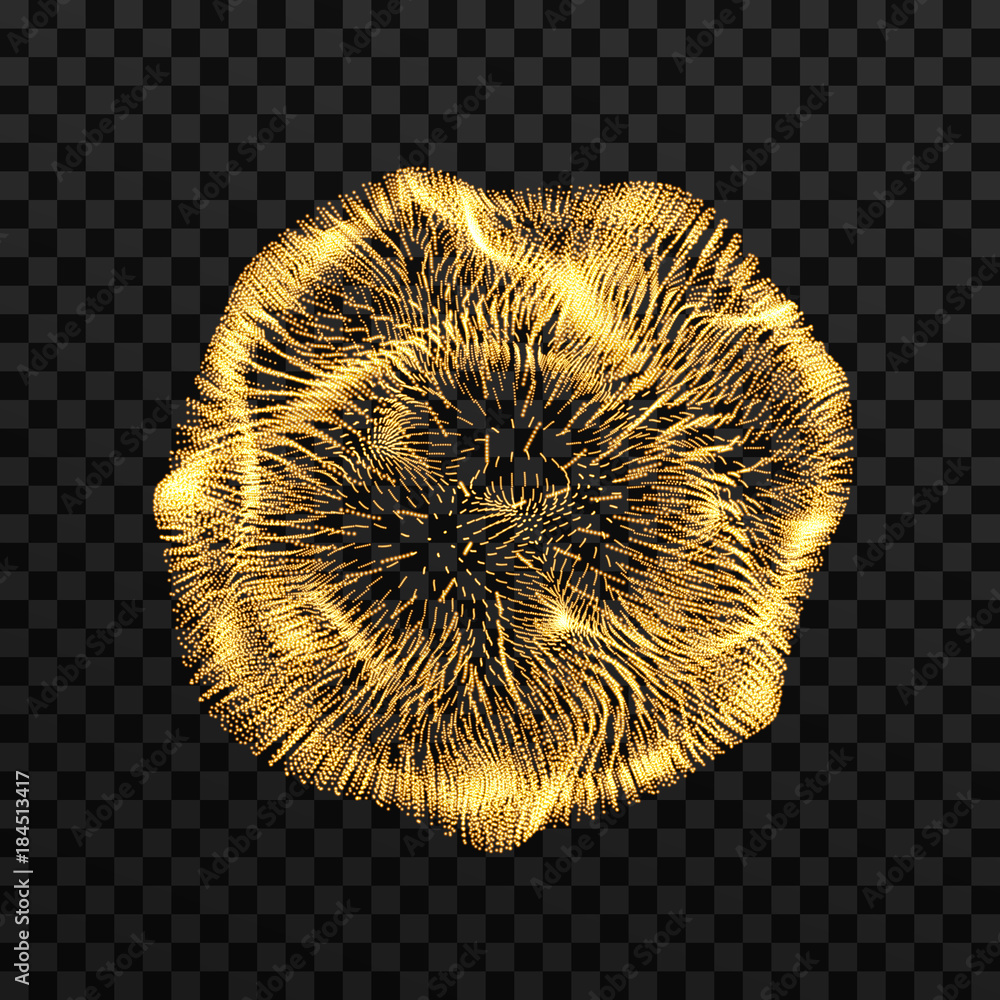 3d abstract sphere. Array with dynamic particles. Modern science and ...
