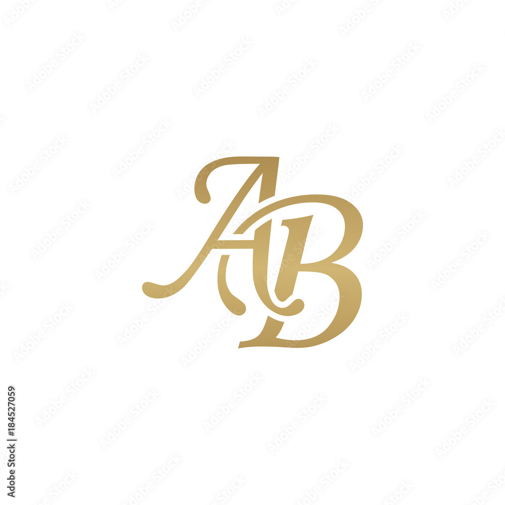 Initial letter AB, overlapping elegant monogram logo, luxury golden ...