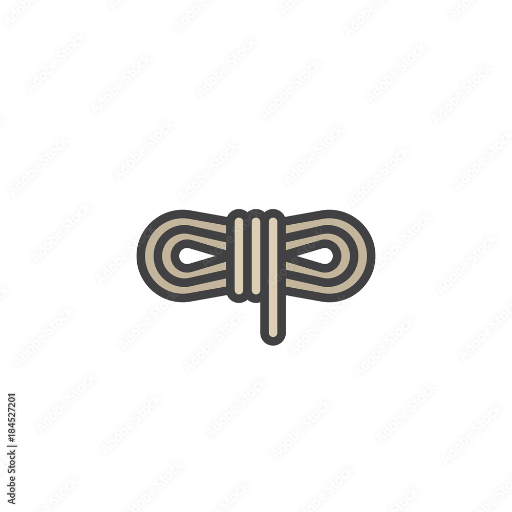 Coiled rope filled outline icon, line vector sign, linear colorful ...