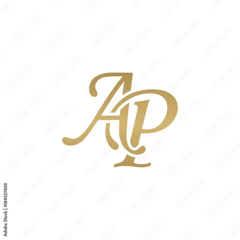 Initial letter AP, overlapping elegant monogram logo, luxury golden ...
