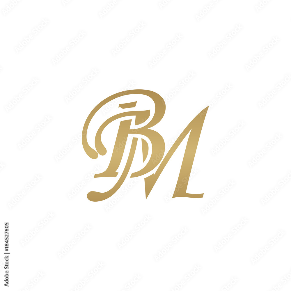 Initial letter BM, overlapping elegant monogram logo, luxury golden color Stock Vector | Adobe Stock