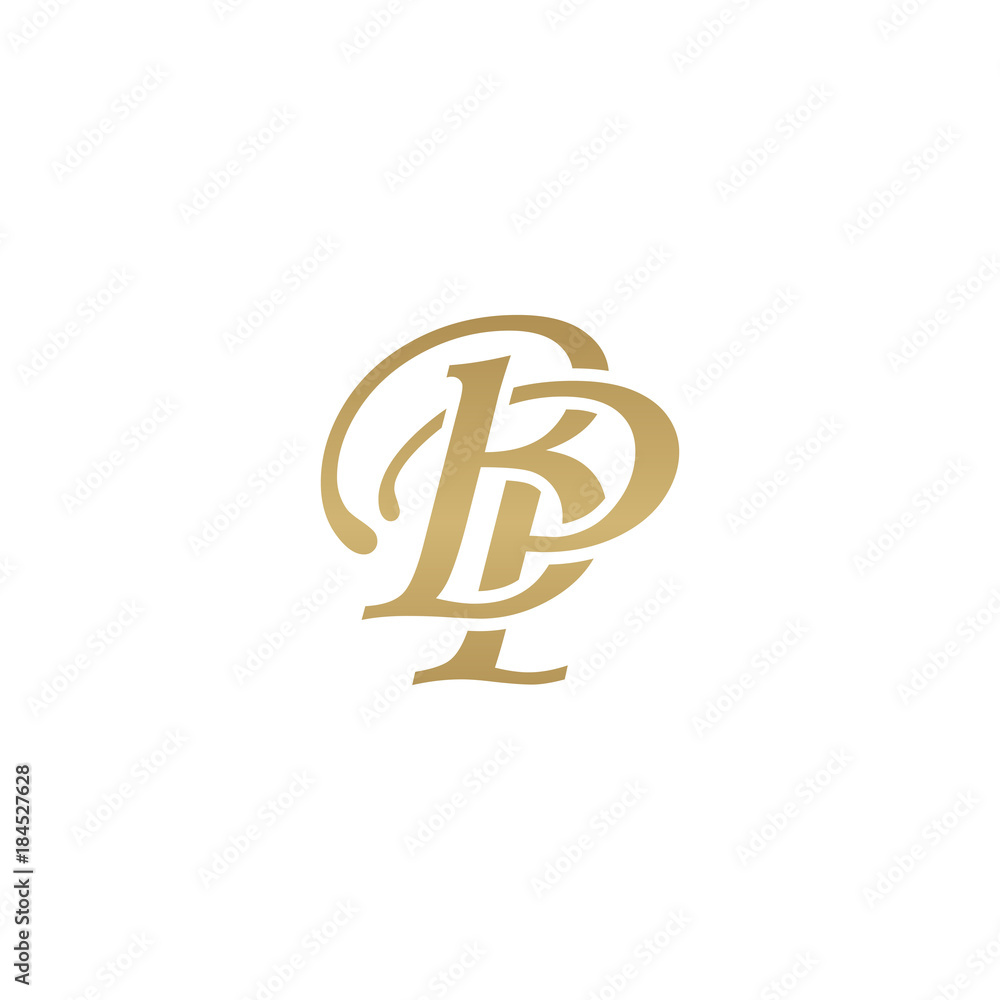Initial letter BP, overlapping elegant monogram logo, luxury golden ...