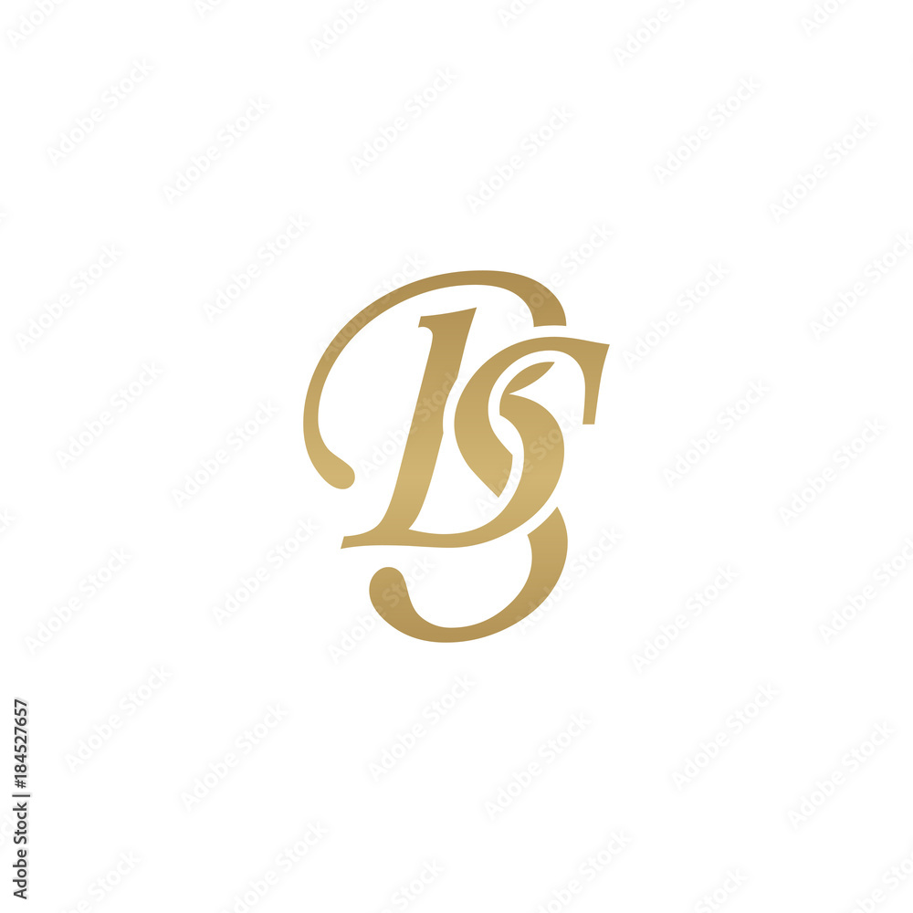 Initial letter BS, overlapping elegant monogram logo, luxury golden ...