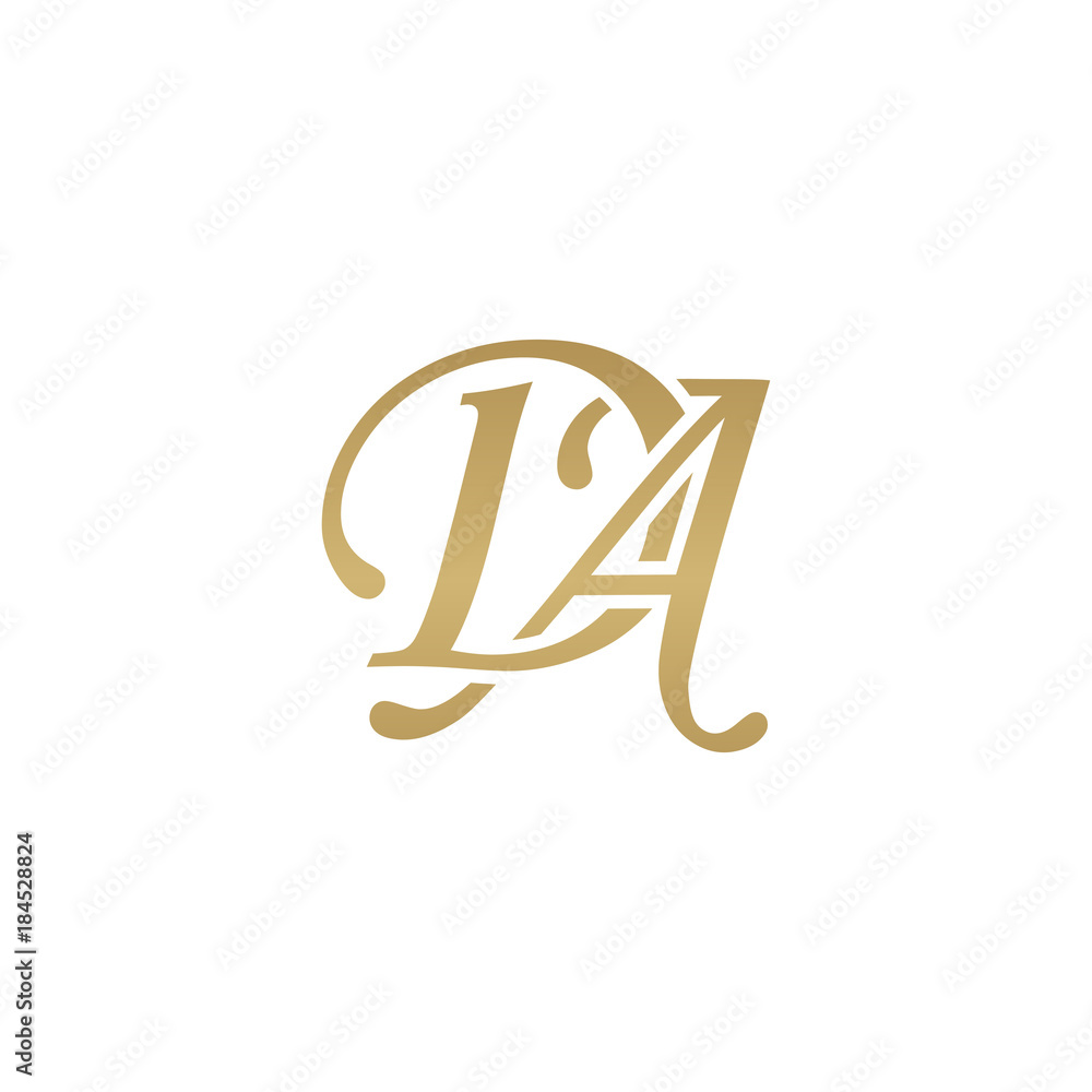 Initial letter DA, overlapping elegant monogram logo, luxury golden ...