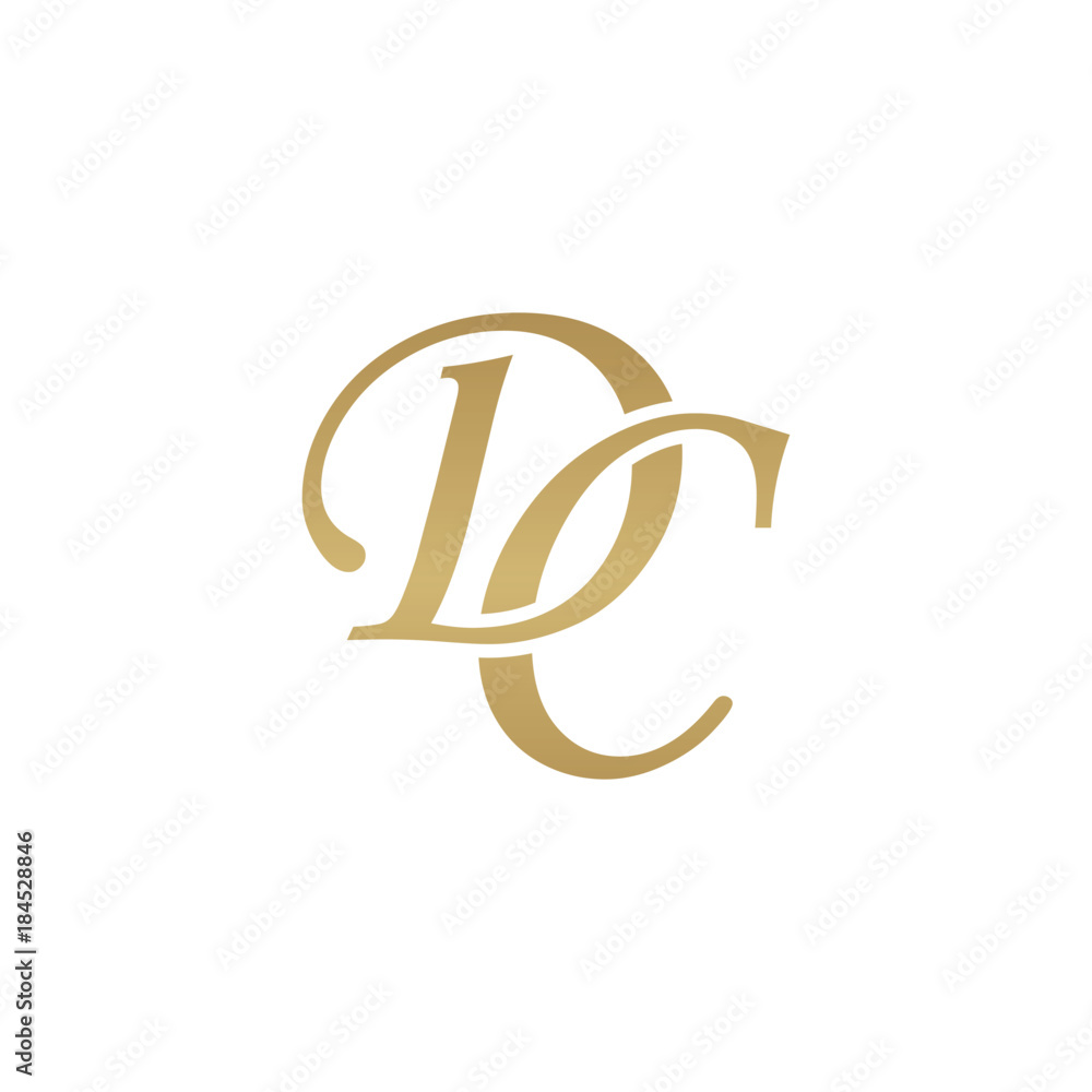 Initial letter DC, overlapping elegant monogram logo, luxury golden color Stock Vector | Adobe Stock