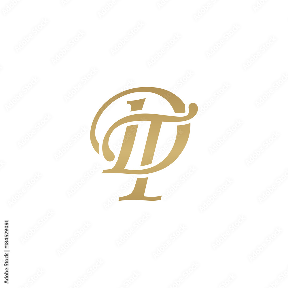 Initial letter DT, overlapping elegant monogram logo, luxury golden ...