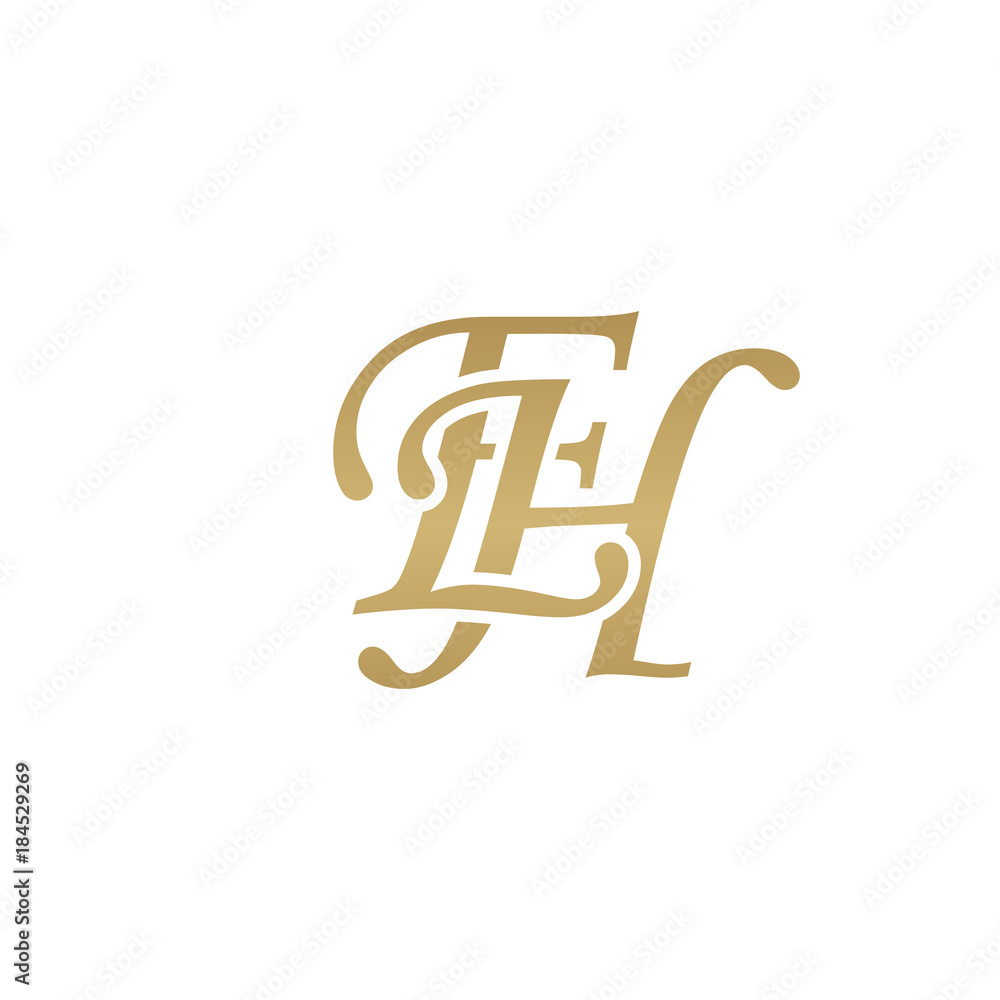 Initial letter EH, overlapping elegant monogram logo, luxury golden ...