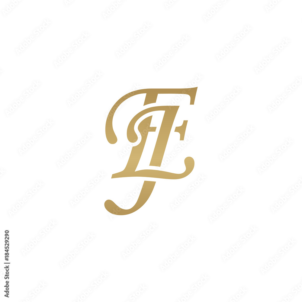 Initial letter EJ, overlapping elegant monogram logo, luxury golden ...