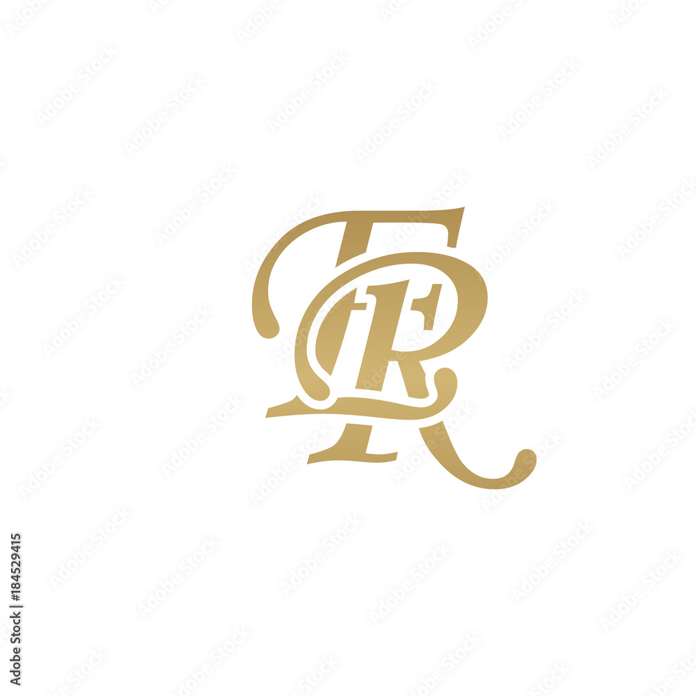 Initial letter ER, overlapping elegant monogram logo, luxury golden ...
