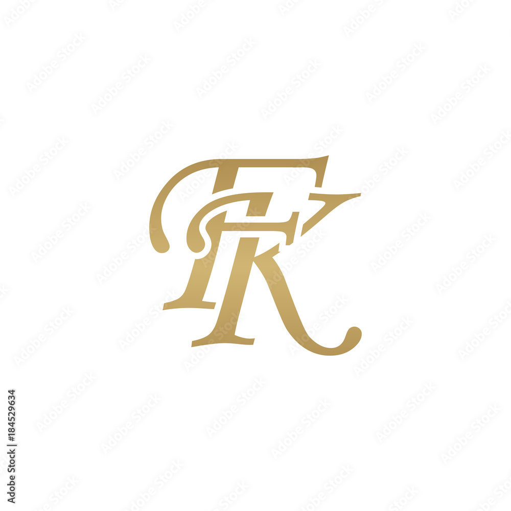 Initial letter FK, overlapping elegant monogram logo, luxury golden ...