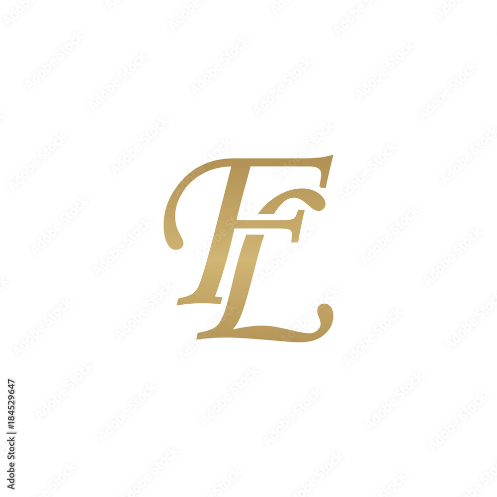 Initial letter FL, overlapping elegant monogram logo, luxury golden ...